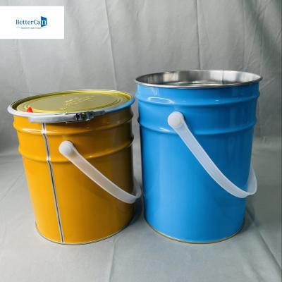 China 10Liter Conical Tin Can With Lock Ring Tin Bucket OEM 5L Sika Bucket Metal Pails for sale