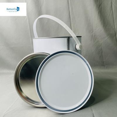 China 1 Gallon White Paint Tin Cans 4 Liter Round Metal Container with 0.21-0.28mm Thickness for Industrial Coatings for sale