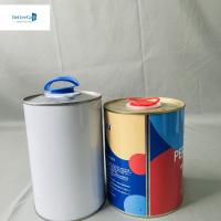 China 1 Liter Paint Tin Can with Plastic Cap - 107mm Diameter x 132mm Height - CMYK Printing for Varnishes and Industrial Coatings for sale
