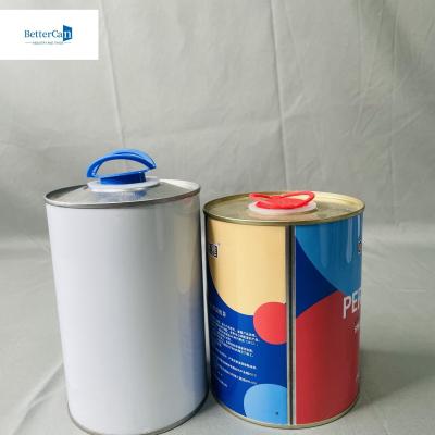 China 1 Liter Paint Tin Can with Plastic Cap - 107mm Diameter x 132mm Height - CMYK Printing for Varnishes and Industrial Coatings for sale
