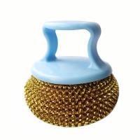 China Commercial Kitchen Cleaning Scourer Restaurants Stainless Steel Scrubber With Handle for sale