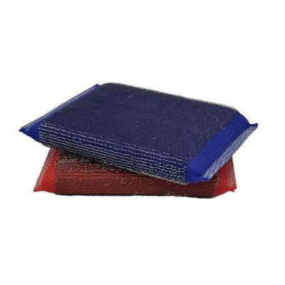China Dual-Sided Kitchen Sponge Brush with Steel Wire Scrubber for sale