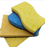 China Biodegradable Wood Pulp Sponge Cloth Blue Yellow Compostable for sale