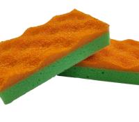 China Yellow-Green Heat-Pressed Corrugated Cleaning Sponge Dual-Sided for sale