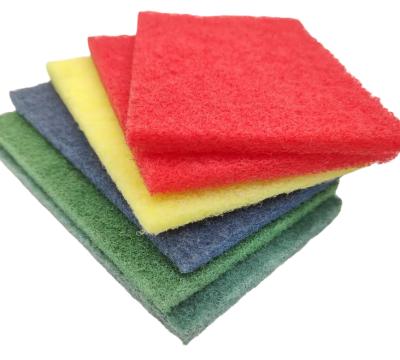 China Colorful non-scratch household kitchen scouring pads Polyester/nylon strong and durable kitchen cleaning products for sale