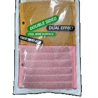 China Double-Sided Kitchen Scrubber with Steel Wool & Bamboo Fiber – Antibacterial & Oil-Repellent for sale