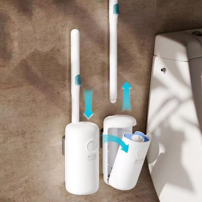 China Disposable Toilet Brush Set with Replaceable Heads White for sale
