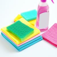 China Wood pulp cotton rags kitchen dishwashing non-stick oil decontamination wood pulp sponge cleaning colored absorbent dishwashing cotton scouring pad for sale