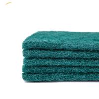 China Green Polyester Scouring Sponge Pad Strong And Durable Quick Drying Cleaning Pad For Non-Stick Cookware And Stainless Steel for sale