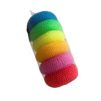 China Colorful PET Plastic Scouring Pads Mesh Dish Cleaning Balls For Kitchen for sale