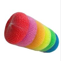 China Colorful PET Plastic Scouring Pads Mesh Dish Cleaning Balls For Kitchen for sale