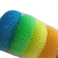 China Colorful PET Plastic Scouring Pads Mesh Dish Cleaning Balls For Kitchen for sale