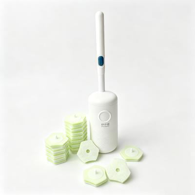China Reusable Handle, Pre-Impregnated Concentrated Cleaning Solution, Disposable Toilet Brush Set for sale