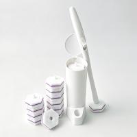 China Complete Toilet Brush Set Snap On Replacement Heads With Built In Cleaner For Hygiene for sale