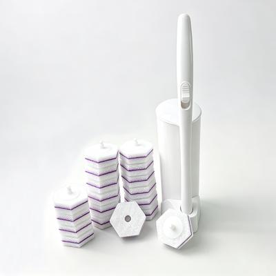 China Complete Toilet Brush Set Snap On Replacement Heads With Built In Cleaner For Hygiene for sale