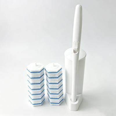 China Disposable toilet brush set with 10 replacement sponge refills High-quality craftsmanship for sale