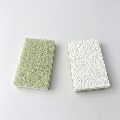 China Green sisal scouring pad made from composite cellulose sponge  biodegradable compostable for sale