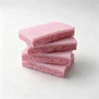 China Pink Biodegradable Compostable Wood Pulp Scrubber Pads for Cleaning for sale