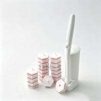 China Custom Logo Disposable Toilet Brush with Flushable Replaceable Head and Biodegradable Eco Friendly Pad for sale