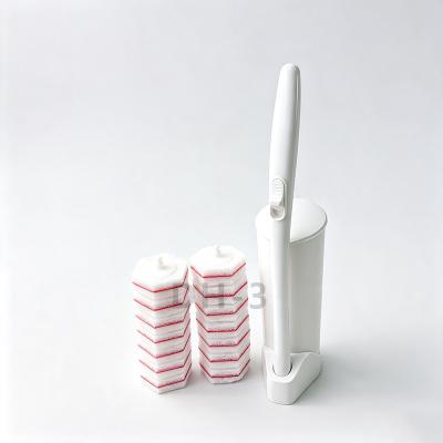 China Custom Logo Disposable Toilet Brush with Flushable Replaceable Head and Biodegradable Eco Friendly Pad for sale