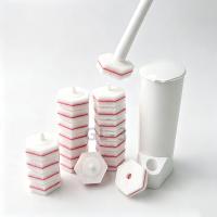 China Custom Logo Disposable Toilet Brush with Flushable Replaceable Head and Biodegradable Eco Friendly Pad for sale