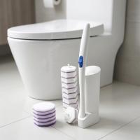 China Compostable Toilet Brush with Wheat Straw Handle 41 cm Length and 8 Replaceable Heads for Eco Friendly Disposal for sale