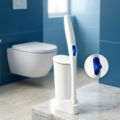 China Biodegradable Disposable Toilet Brush with Compostable Cornstarch Fiber Head and Recycled Wheat Straw Handle for No Touch Cleaning for sale
