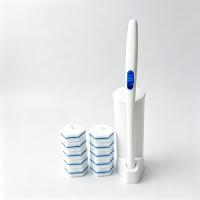 China Soap Dispensing Toilet Brush with 45 ml Dose Control Chamber and 10 Sponge Heads Per Kit for Dead Corner Reach Cleaning for sale