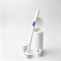 China 360 Degree Toilet Brush Disposable Toilet Brush with Petal-Cut Flexible Pad On Sprung Hub, Flushable Sewer Safe Head and 42 cm Handle for sale
