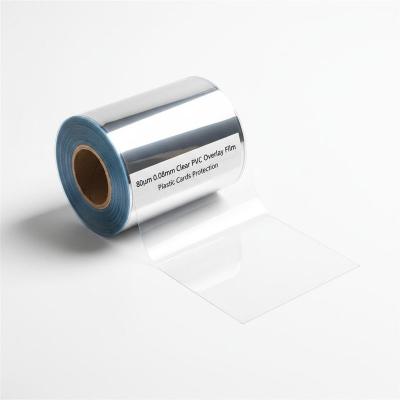China 80micron 0.08mm Clear PVC Coated Laminated Overlay Film for Plastic Cards Protection for sale