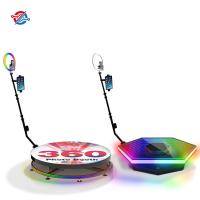 China Event Standing Platform 360 Rotating Video Photo Booth With Props Accessories And Package Case for sale