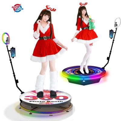 China 115cm 360 Rotating Photo Booth Round Hexagon Tempered Glass And Sheet Metal for sale
