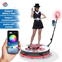 China 115cm 360 Rotating Photo Booth Round Hexagon Tempered Glass And Sheet Metal for sale