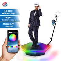 China Portable 360 Photo Booth Platform Wireless Tempered Glass Wedding Business  360 Video Booth for sale