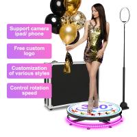 China Glass Platform 360 Rotating Photo Booth With Gopro 6 Person Load for sale