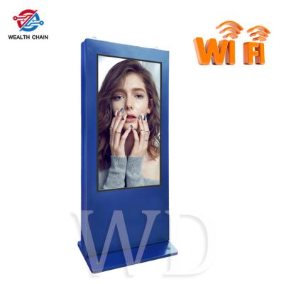 China Navy Blue Outdoor LCD Digital Signage Totem WIFI 2.4G Bluetooth 5.0  Adjustable Screen Brightness for sale