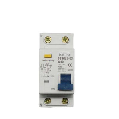 China Residual Current Circuit Breaker Kampa 2 pole DZ30-LE RCBO High Quality for sale