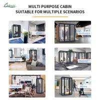 China Built-in Fan Soundproof Phone Booths for Offices with Adjustable Desk Work Surface and Tempered Glass Door Material for sale