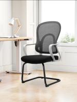 China Ergonomic Back Black Coating Metal Base Fixed Armrest Office Visitor Armchair Desk Cheap Mesh Computer Chair for sale