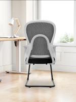 China Ergonomic Back Black Coating Metal Base Fixed Armrest Office Visitor Armchair Desk Cheap Mesh Computer Chair for sale