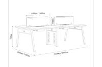 China Functional 4 Person Office Workstation with Wood Grain Desktop and Metal Legs for Coworking Spaces for sale