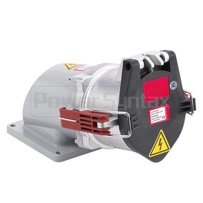 China PowerSyntax High Current Socket Part 4P 200A IP67 400V Heavy Duty Wall Mounted Angled for sale
