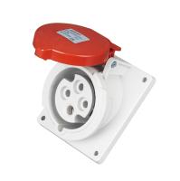 China Red Receptacle Industrial Plug Sockets IP44 Water Resistant Fire Resistant for sale