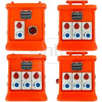 China Syntax MK2N Three Phase 5P 32A Portable Distribution Box PE Material Fitted With 16A Switched Mechanical Interlocks for sale
