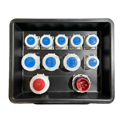 China Syntax MD2 Three Phase 32A HDPE Portable Distribution Box IP67 With RCBO For Qatar Swimming Match 530x380x460mm for sale