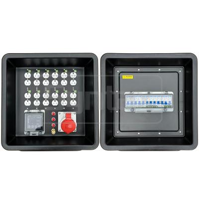 China Syntax MD1 Three Phase 4P 32AMP HDPE Portable Distribution Box IP67 With 12 Nos UL Listed Nema Dual Sockets 430x380x460mm for sale