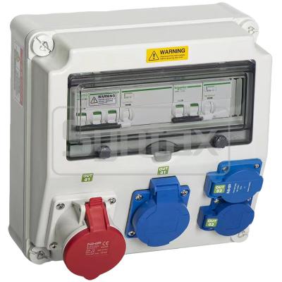 China Syntax CX2 Wall Mounted Distribution Box 32AMP Three Phase Four Wire With Schneider's RCBOs 280*280*155mm for sale