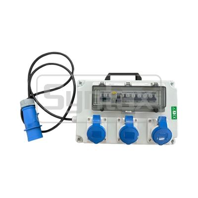China Syntax JS1 Wall Mounted Portable Power Distribution Box 32AMP Made in PC Electric Grey Maintenance Box 220*340*150mm for sale