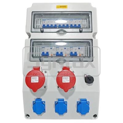 China Syntax CX4 Wall Mounted Distribution Box 63AMP Three Phase Four Wire with IP65 Waterproof Mennekes Sockets & RJ45 Network Interface for sale