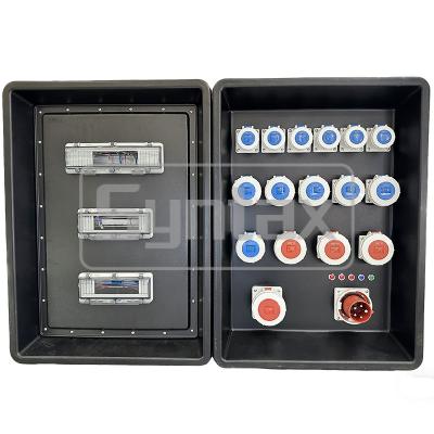 China Syntax MD4 Three Phase 63AMP IP67 Waterproof HDPE Portable Power Distribution Board For FIFA Sporting Events In Qatar 630x430x900mm for sale